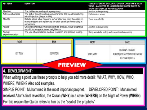RELIGION AND LIFE REVISION Teaching Resources