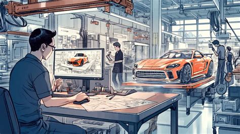 Automotive Engineers Designing And Testing A Modern Sports Car In A