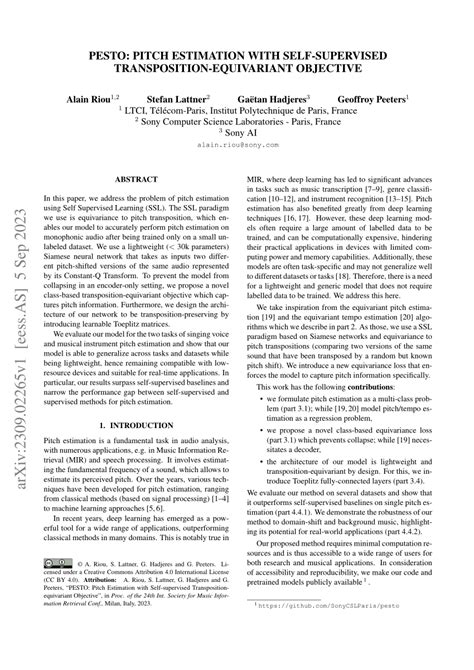Pdf Pesto Pitch Estimation With Self Supervised Transposition