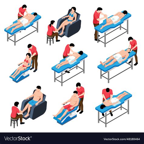 Massage Isometric Compositions Set Royalty Free Vector Image