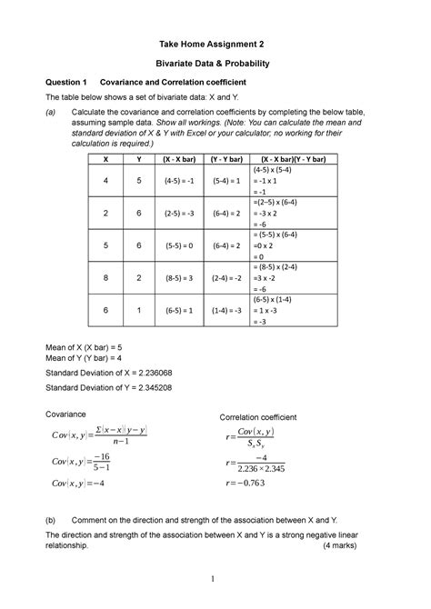 Bsb123 Tha 2 Tha Take Home Assignment 2 Bivariate Data