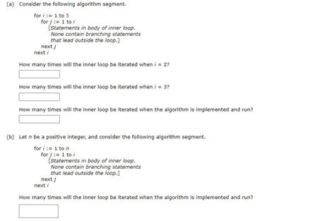 Solved A Consider The Following Algorithm Segment For