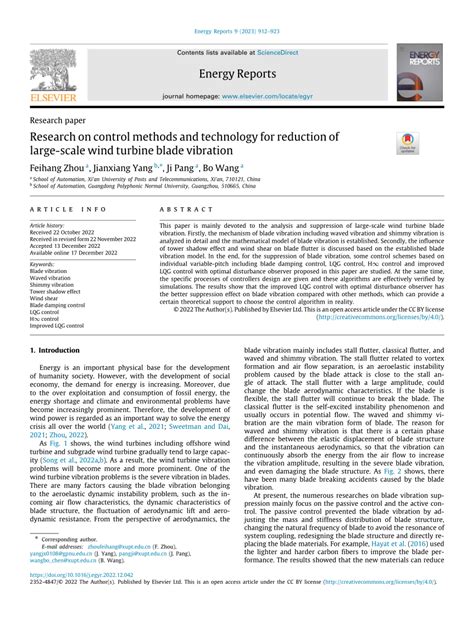 Pdf Research On Control Methods And Technology For Reduction Of Large Scale Wind Turbine Blade