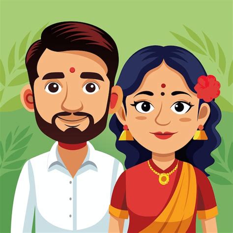 Goa Couple Vector Cartoon Illustration For Tropical Romance Premium