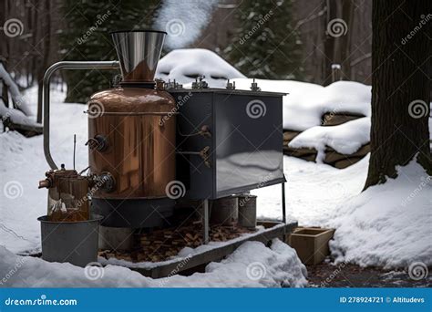 Maple Sap Evaporator Being Used To Create Pure Maple Syrup From Fresh