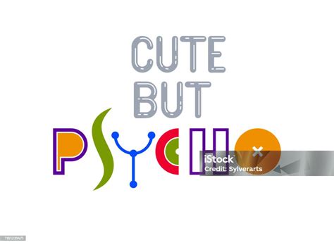 귀여운 하지만 정신 재미 있는 문구 레터링 엠 블 럼 또는 이상한 글꼴 편지 T 셔츠 인쇄 또는 소셜 미디어 사진과 함께 포스터 개념에 대한 스톡 벡터 아트 및 기타 이미지