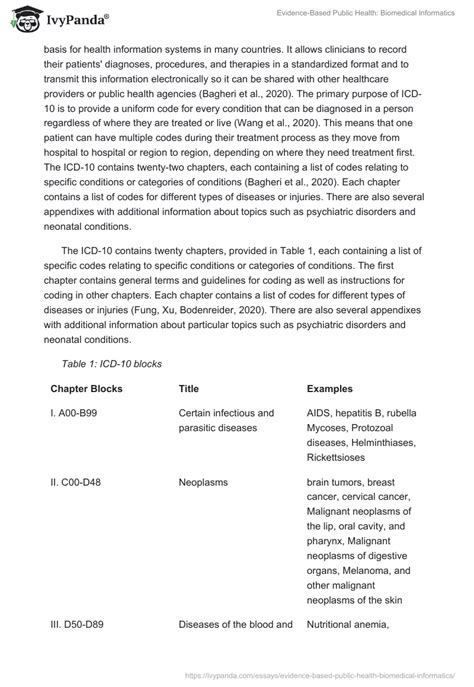 Evidence Based Public Health Biomedical Informatics 1422 Words Essay Example