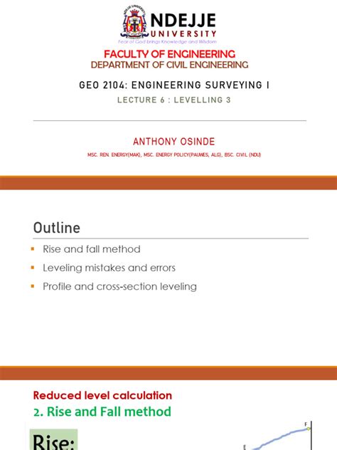 Lecture 6 Eng Surveying 1 Leveling 3 Rise And Fall Method Errors