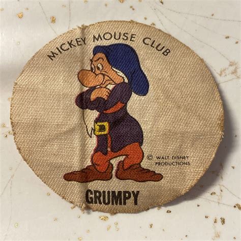 Vintage Mickey Mouse Club Grumpy Iron On Patch Nos Ebay Vintage