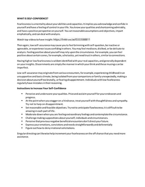 What Is Self Confidence Docx