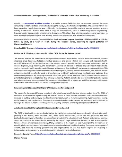 ppt automated machine learning automl market statistics industry