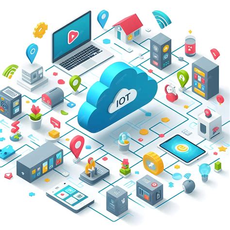 3d Flat Vector As Cloud Computing And Iot Integration With Connected Device Icons Concept As