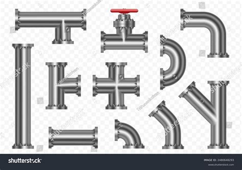 Metal Pipeline Elements Valve Different Shapes Stock Vector Royalty