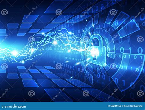 Abstract Technology Security On Global Network Background Vector