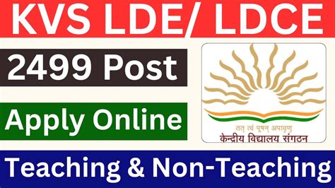 Kvs Ldeldce Recruitment 2025 Teaching And Non Teaching 2499 Posts