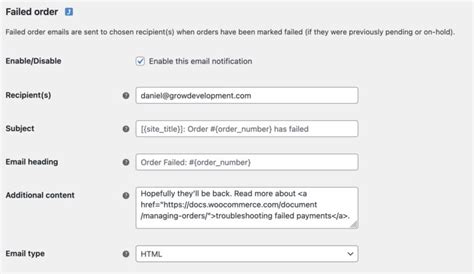 Failed Order Notification For WooCommerce