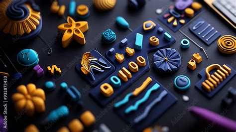 a data driven infographic featuring 3d charts and graphs with each data element highlighted in