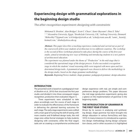 Pdf Experiencing Design With Grammatical Explorations In The