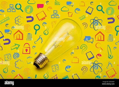 Light Bulb Idea Concept With Colorful Icons Stock Photo Alamy