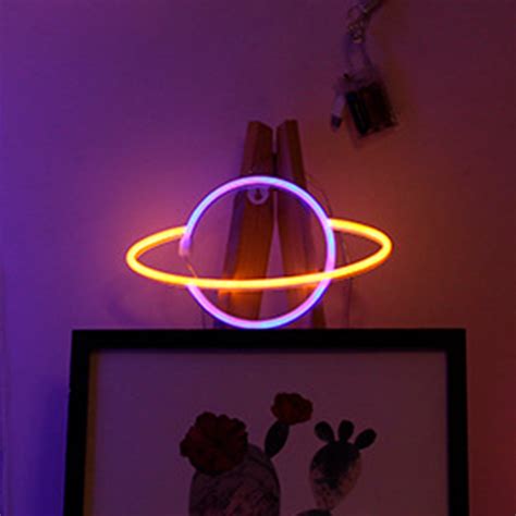 Planet Neon Led Lampe Blå Gul Geekd