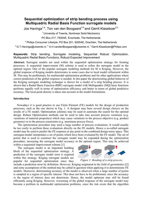 pdf sequential optimization of strip bending process using