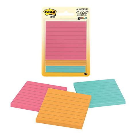 Lined Post It Notes 76 X 76mm Assorted 3 Pack Office National