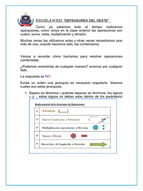Operaciones Combinadas 2° Parte Sexto Grado Pdf