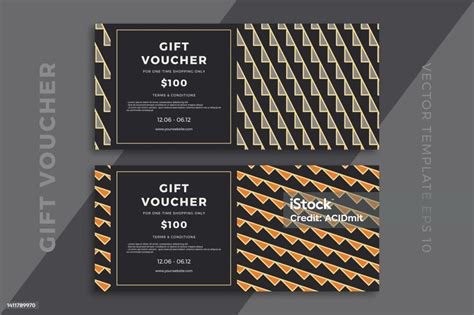 어두운 배경에 기하학적 패턴이있는 우아한 선물 카드 템플릿 예술적 기하학적 모자이크가있는 현대 할인 쿠폰 또는 인증서 모형 샘플 텍스트가있는 간단한 벡터 편집 가능한 배경