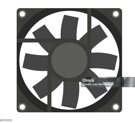 냉각 냉각기 후면보기 개인용 컴퓨터 예비 부품 Pc 또는 노트북 액세서리 흰색 배경에 고립되어 있습니다 벡터 벡터에 대한 스톡 벡터 아트 및 기타 이미지 Istock