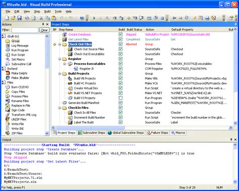 visual build professional main window kinook software inc visual