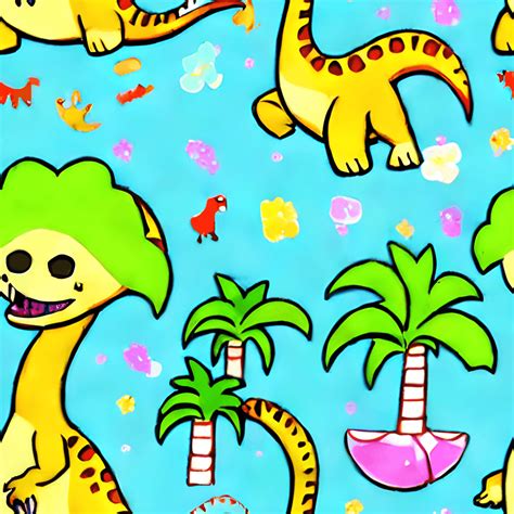 Dinosaur Jungle Chibi Pattern · Creative Fabrica