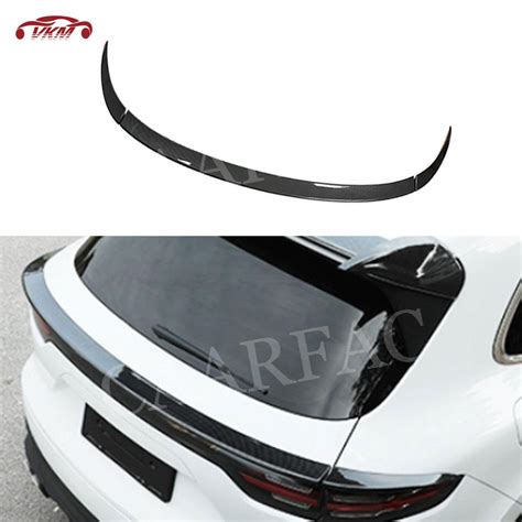 탄소 섬유 자동차 뒷 트렁크 부팅 립 스포일러 범퍼 윙 커버 포르쉐 카이엔 2018 2019 2020 2021 Abs 추가