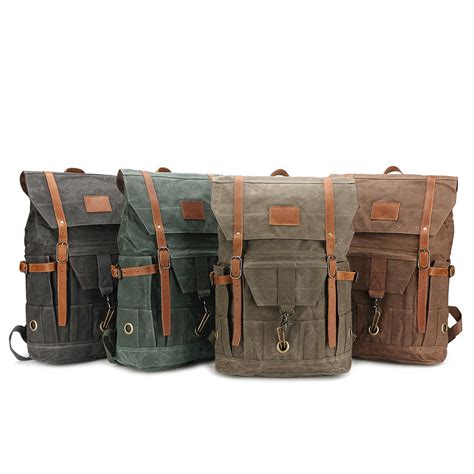 Waterproof Waxed Canvas Backpack For Travel Woosir