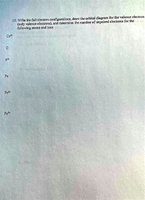 Solved 10 Write The Full Electron Configurations And The Orbital Diagram For The Valence
