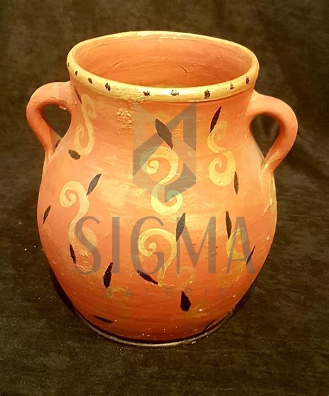 Vas Din Lut Pictat Si Semnat De Artista Valentina Drutu H 18 Cm Galeria Sigma