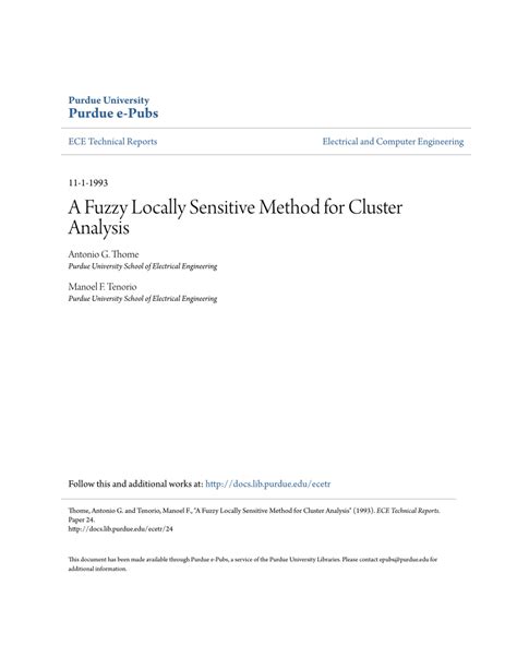 Pdf A Fuzzy Locally Sensitive Method For Cluster Analysis