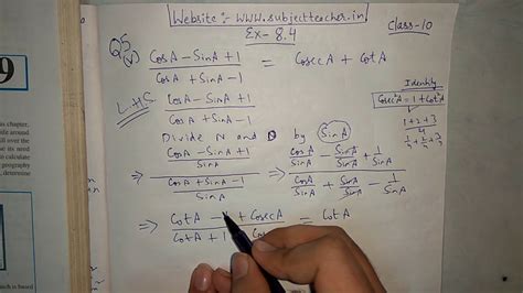 Chapter 8 Ex 84 Q5 V Part Trigonometry Class 10 Maths Ncert Youtube
