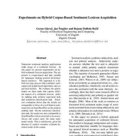 Experiments On Hybrid Corpus Based Sentiment Lexicon Acquisition Acl Anthology