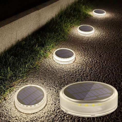 Solar Deck Lights Outdoor Neutral White Led 50 Lumen Round 4 Pack Lacasa Light