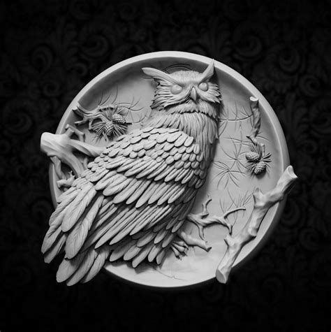 Owl For Cnc 3d Stl Model Cnc Router Engraver Artcam Aspire Cnc