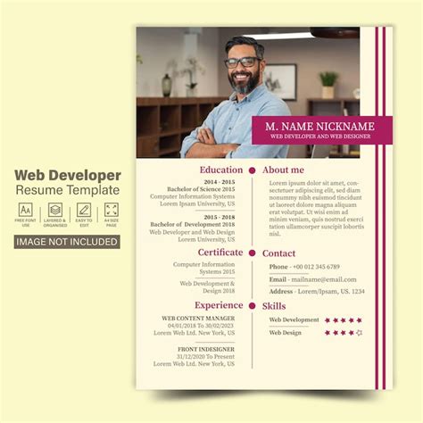 Template Desenvolvedor Currículo Web Vetor Premium