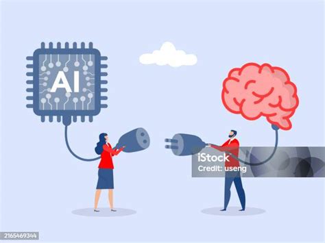 인공 지능 칩 처리 Unitpeople을 가진 인간의 뇌 인간과 인공 지능이 함께 작동 기계 또는 자동화를 통해 작업 솔루션을 지원하거나 아이디어 개념을 연결하거나