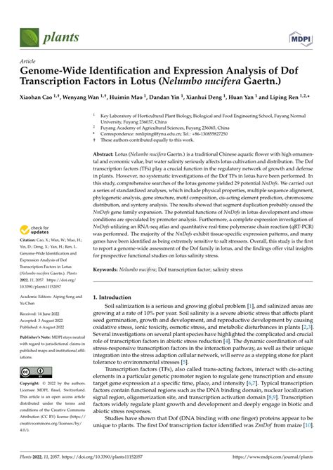 Pdf Genome Wide Identification And Expression Analysis Of Dof