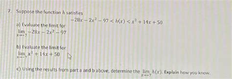 solved 7 suppose the function h satisfies a evaluate the