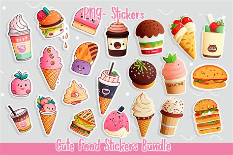 Cute Fast Food Stickers Bundles Graphic By Aspectstudio · Creative Fabrica