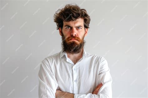Premium Photo Portrait Of A Vexed Employee Against White Background