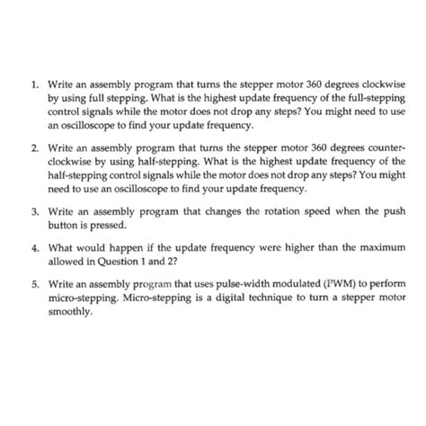 Solved Write An Assembly Program That Turns The Stepper