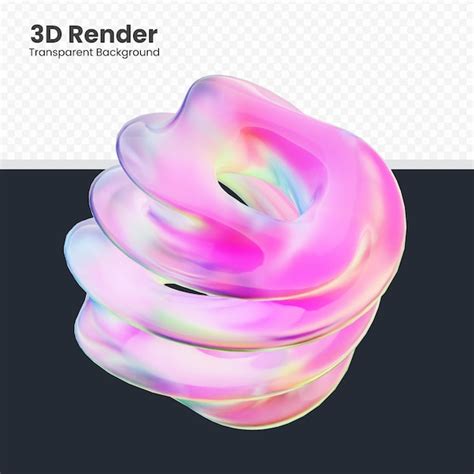 Premium Psd 3d Abstract Shape Illustration With Iridescent Color Isolated Geometric Shapes For
