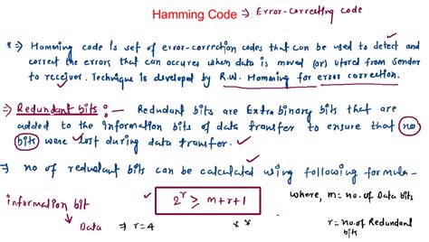 Hamming Code Notes Hamming Code Parity Bits A Parity Bit Is A Bit Appended To A Data Of