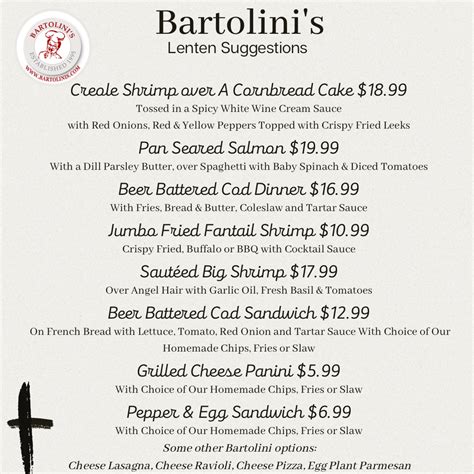 Bartolinis Restaurant Menu Full Menu Update 2026